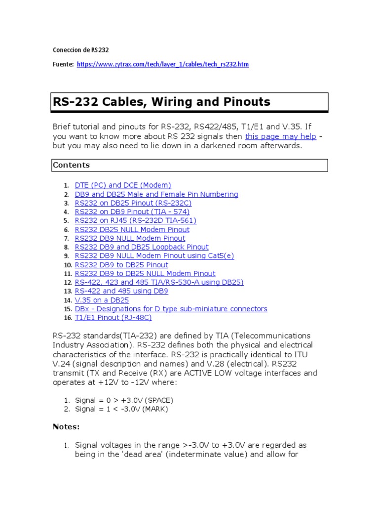 Coneccion de RS232 | PDF | Physical Layer Protocols | Computer Hardware