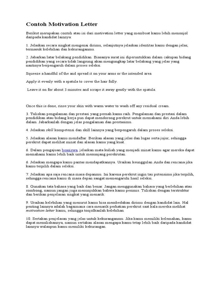 Contoh Motivation Letter | PDF