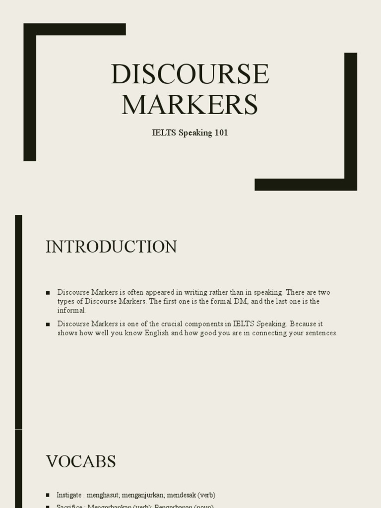 IELTS Speaking: Discourse Markers Guide | PDF | Beef | Lamb And Mutton