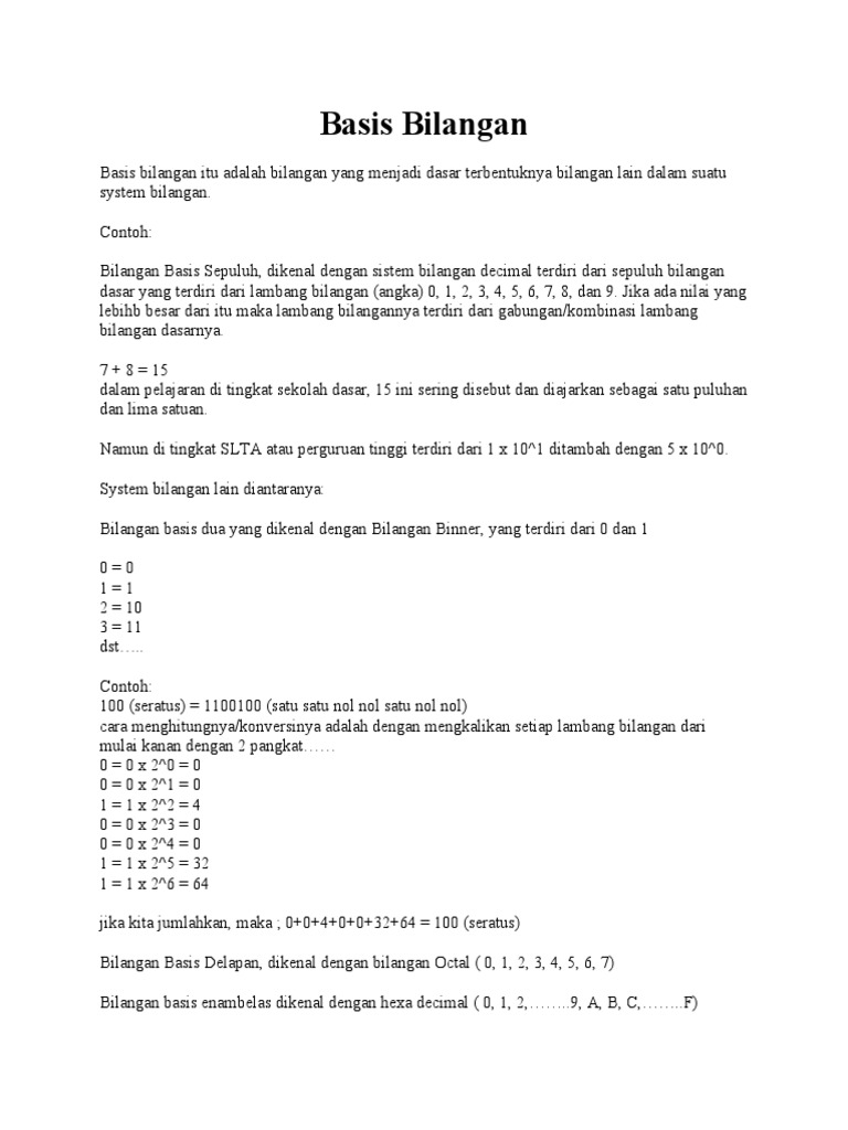 Basis Bilangan | PDF
