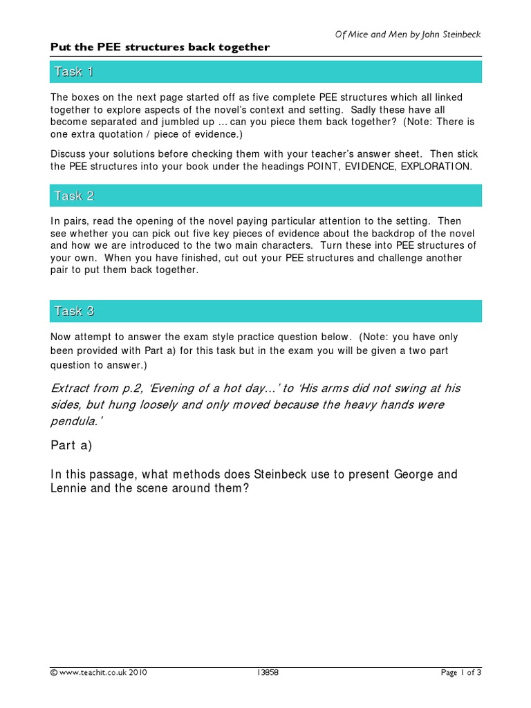 Put The PEE Structures Back Together T A S K 1 | PDF