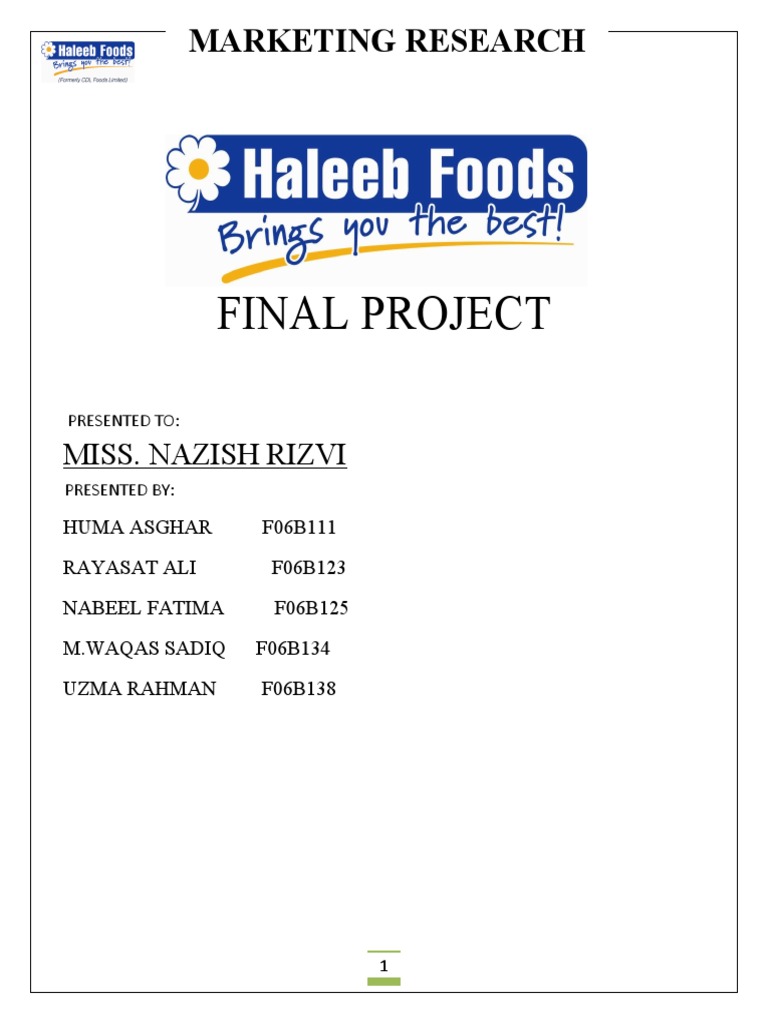 Final Marketing Project | PDF | Survey Methodology | Marketing Research