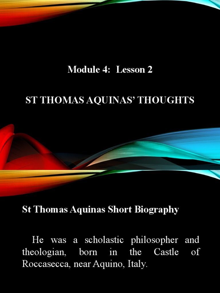 Module 4 Lesson 2 ST Thomas Aquinas Thoughts | PDF | Thomas Aquinas ...