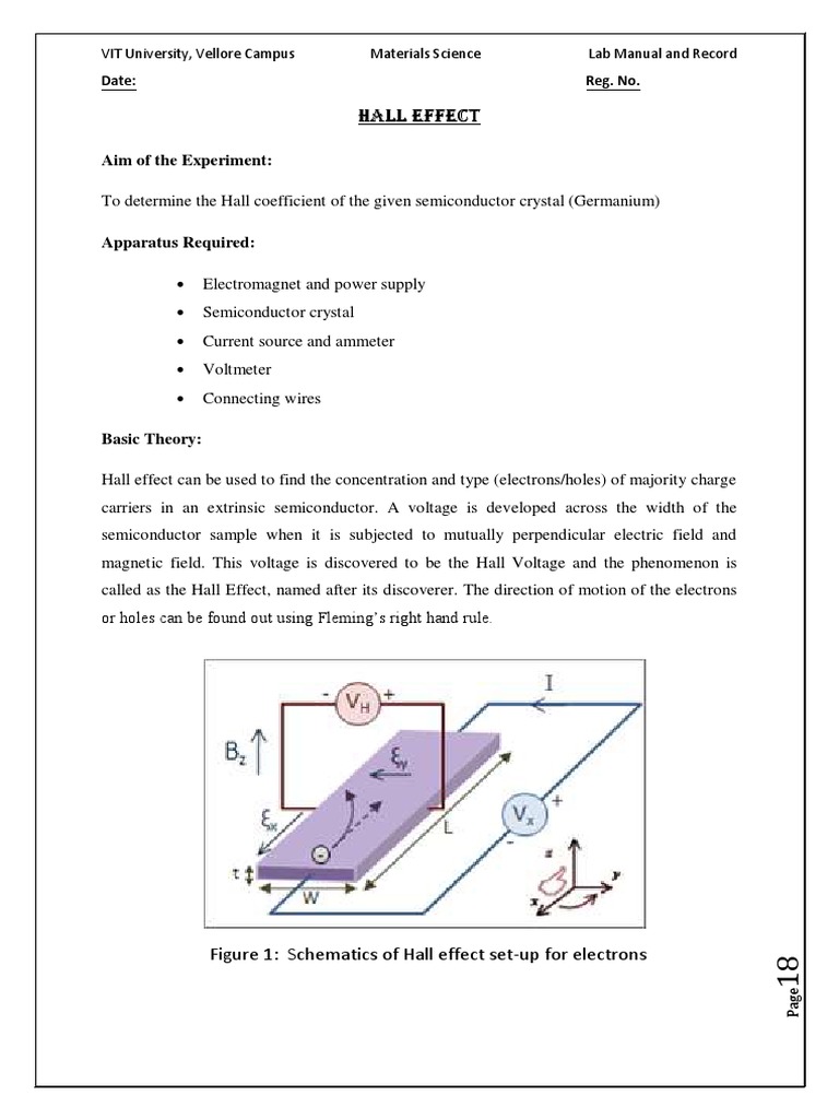 Hall Effect: Aim of The Experiment | PDF | Semiconductors | Voltage