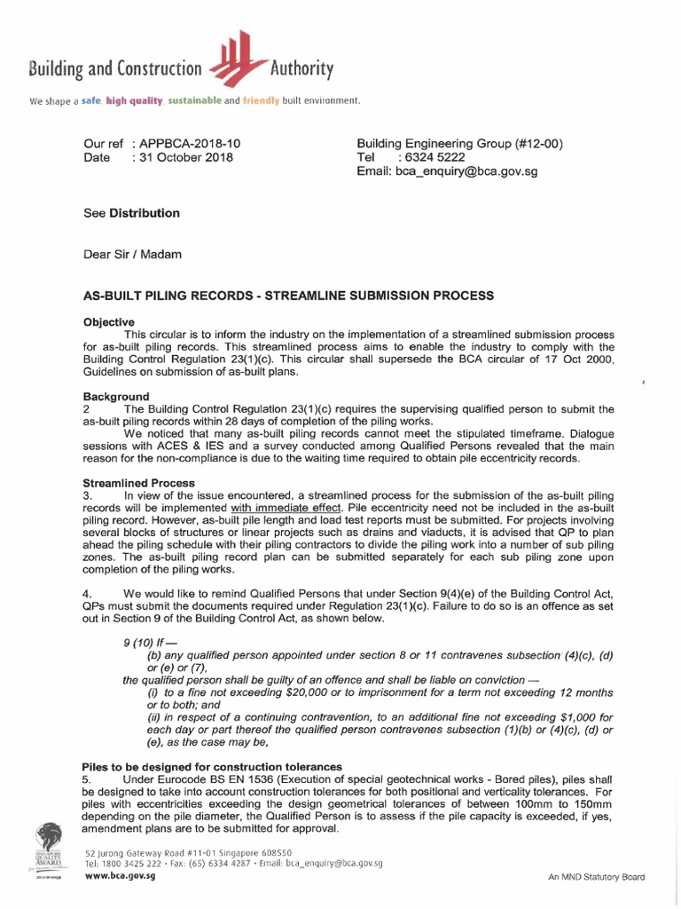 Streamlining Piling Record Submissions: BCA Announces Changes to As ...