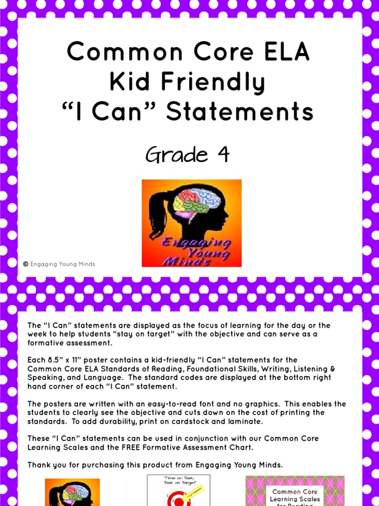 4th Grade Learning Targets | PDF | Mind | Linguistic Typology