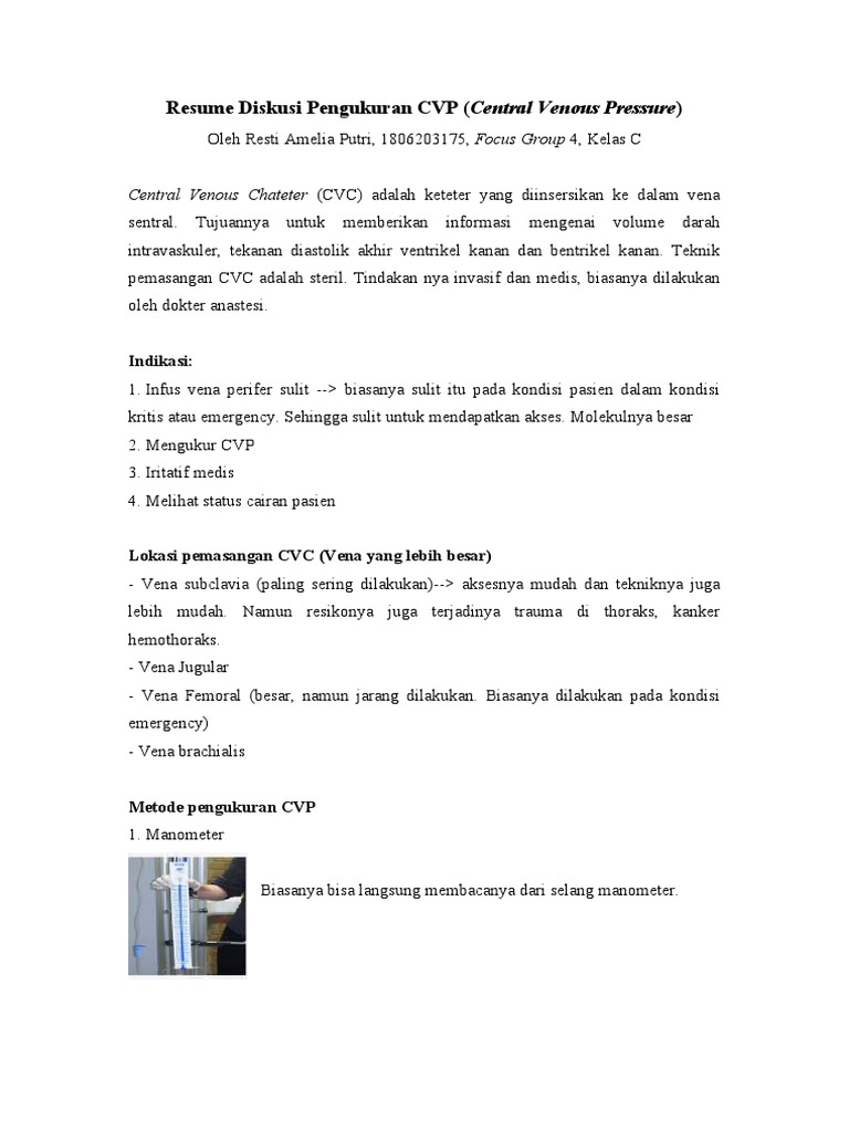 Resume Diskusi Pengukuran CVP | PDF