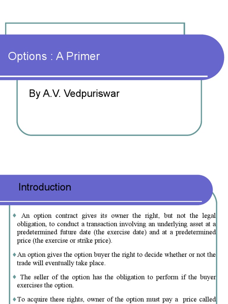 Options: A Primer: by A.V. Vedpuriswar | PDF | Option (Finance) | Put ...