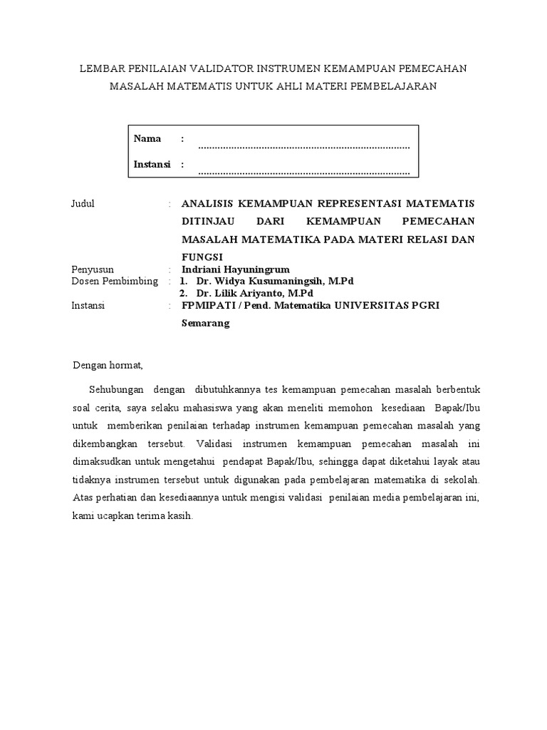 Lembar Validasi Instrumen | PDF