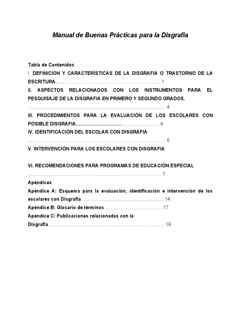 Manual de Buenas PR Cticas para La Disgrafia | PDF | Prueba (evaluación) | Aprendizaje