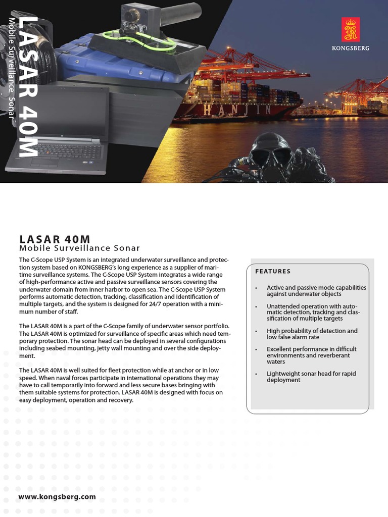 Kongsberg - Dataark - LASAR 40M - Mobile Surveillance Sonar | PDF | Sonar | Manufactured Goods