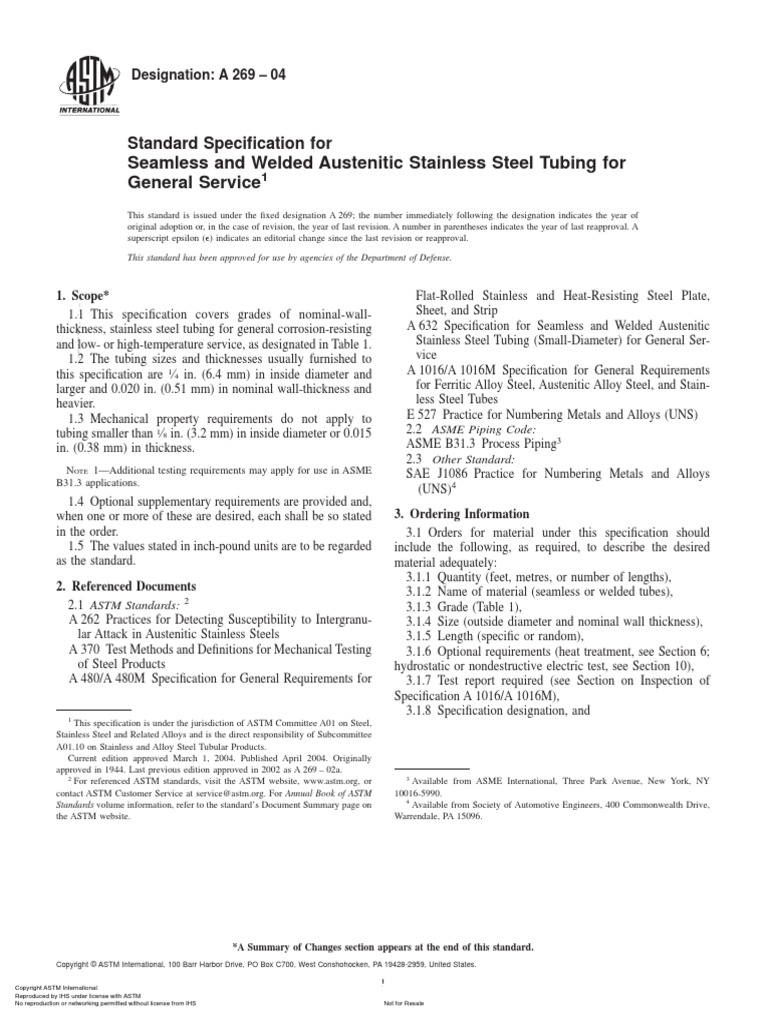 Astm 269 | PDF | Heat Treating | Annealing (Metallurgy)