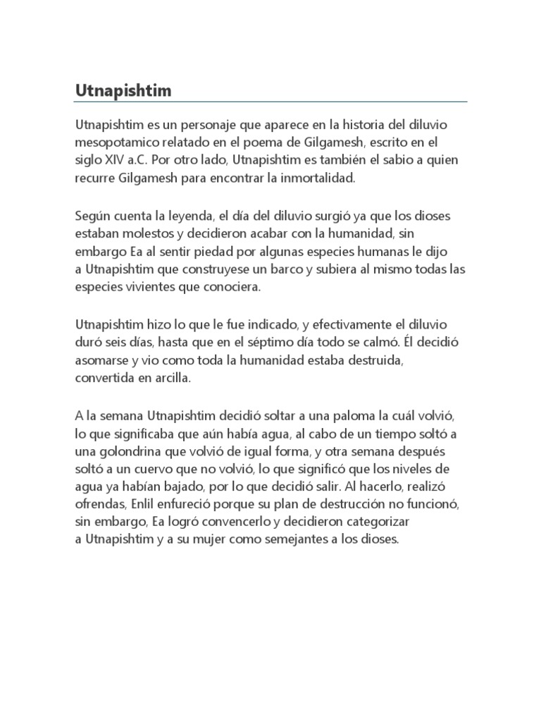 Utnapishtim | PDF | Historia | Ficción general