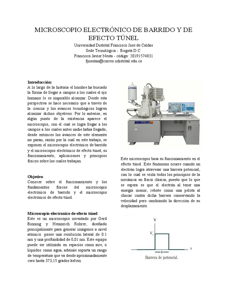 Microcopio de Barrido y Efecto Tunel | PDF | Microscópio electrónico escaneando | Túnel cuántico