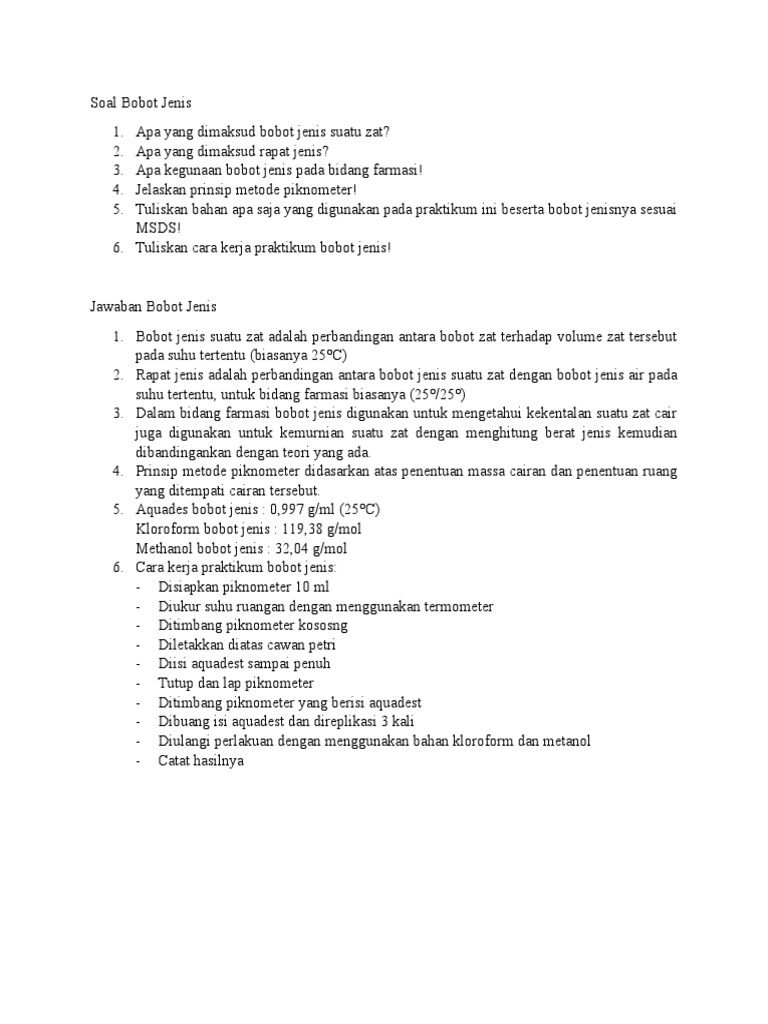 Soal Bobot Jenis Kelas B | PDF