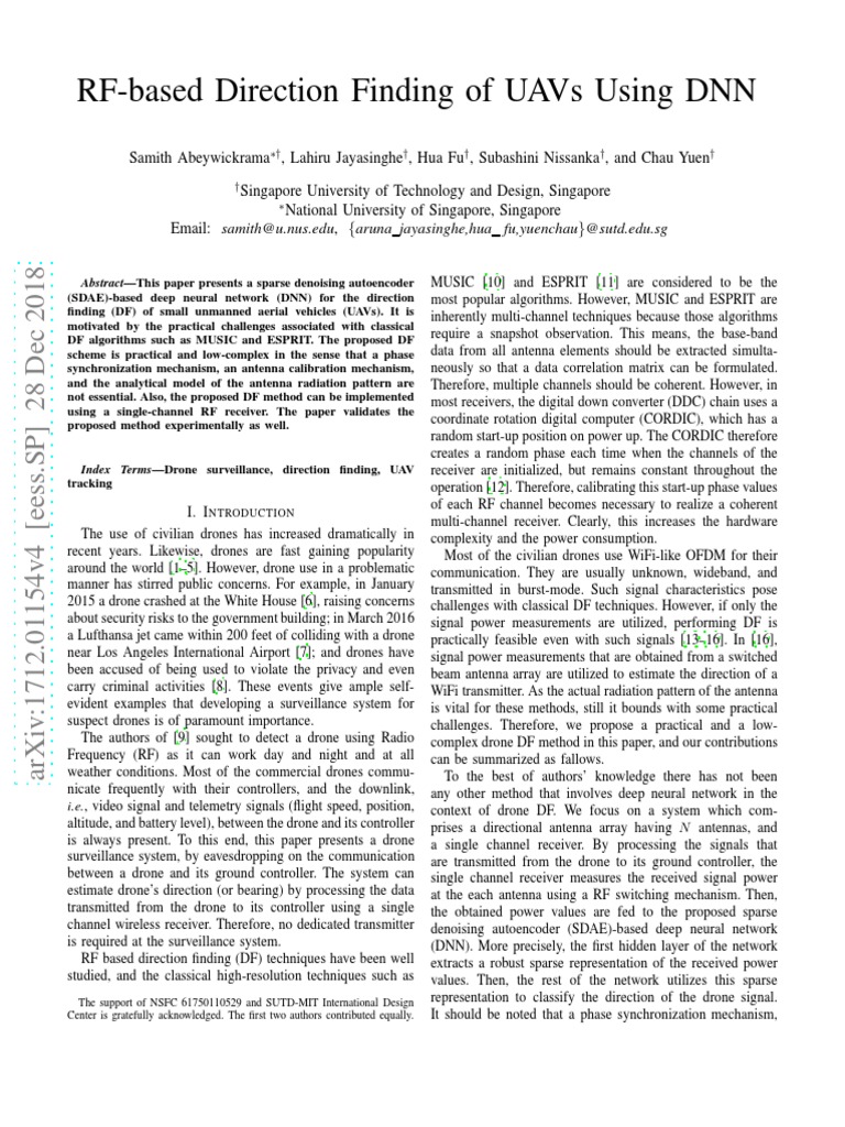 RF-based Direction Finding of UAVs Using DNN | Download Free PDF | Deep ...