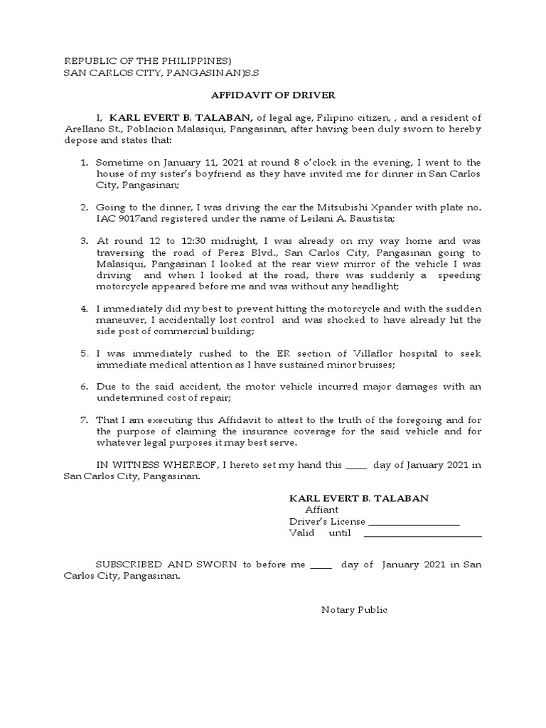 Affidavit of Driver | PDF