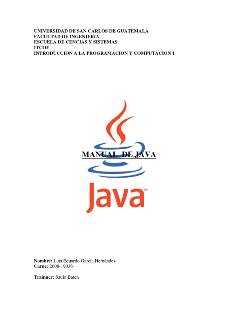 MANUAL DE JAVA | Java (lenguaje de programación) | Cadena (informática ...