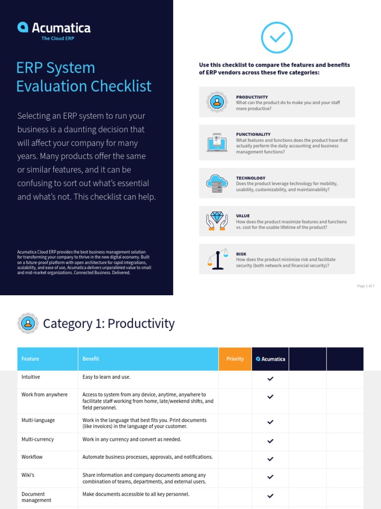 ERP System Evaluation Checklist | PDF | Cloud Computing | Enterprise ... ERP System Evaluation Checklist | PDF | Cloud Computing | Enterprise ...
