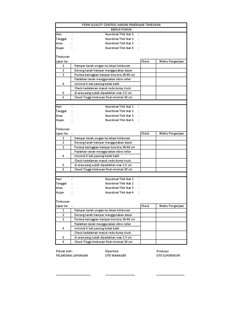 Form Quality Control Pekerjaan Timbunan | PDF