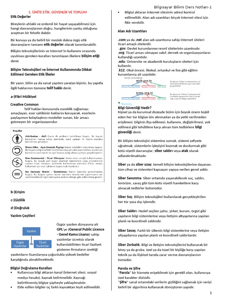 Bilgisayar Bilimi Ders Notu | PDF