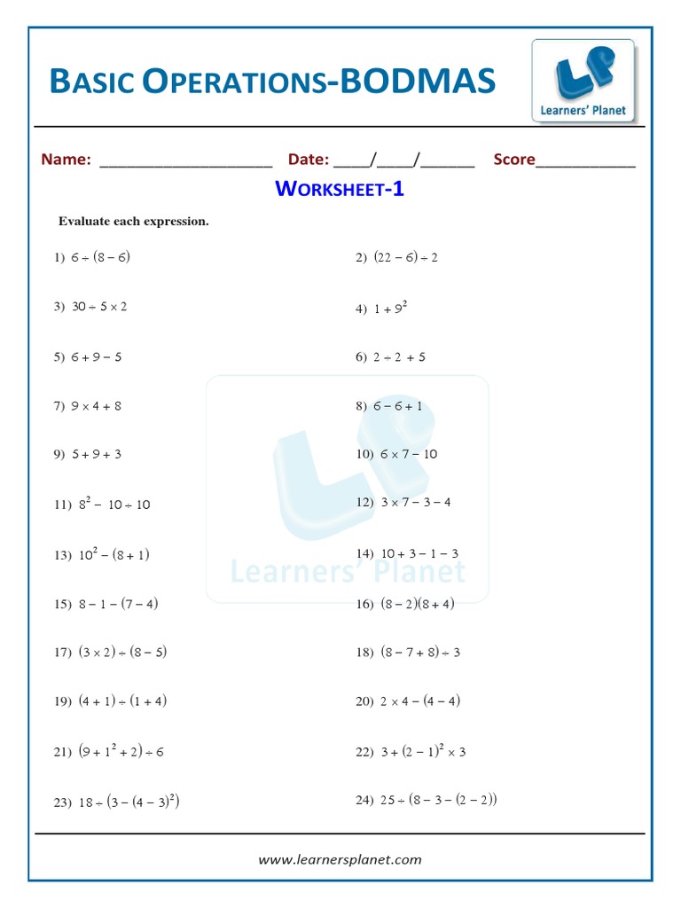 Mastering the Order of Operations: An Evaluation of 30 Mathematical ...