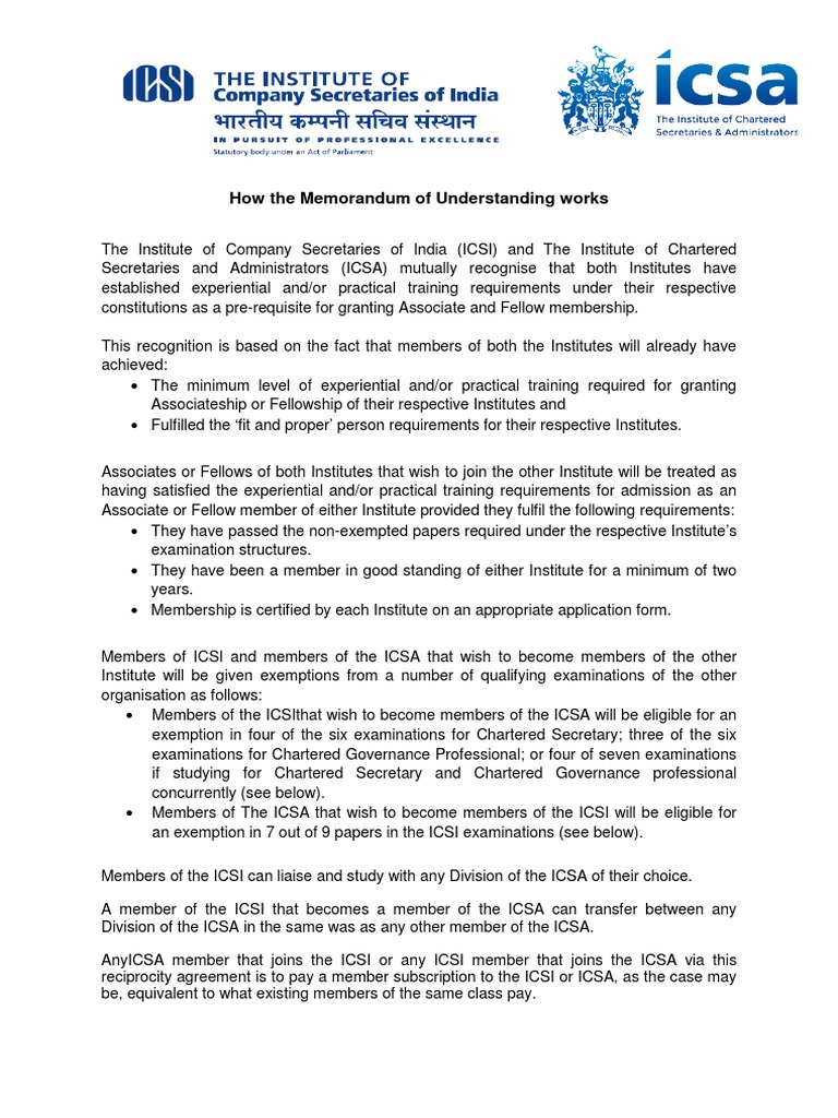 How The MOU Operates | PDF | Business Law | Business