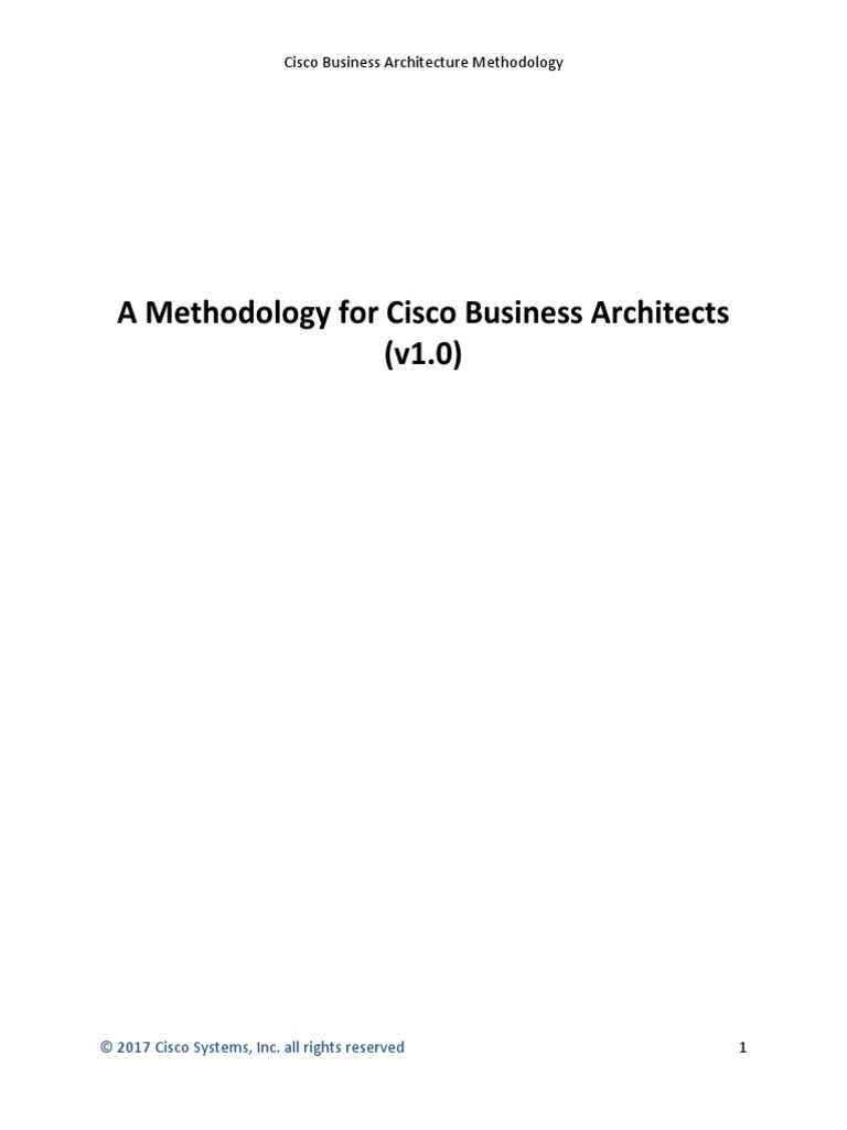 A Methodology For Cisco Business Architects (v1.0) | PDF | Enterprise ...