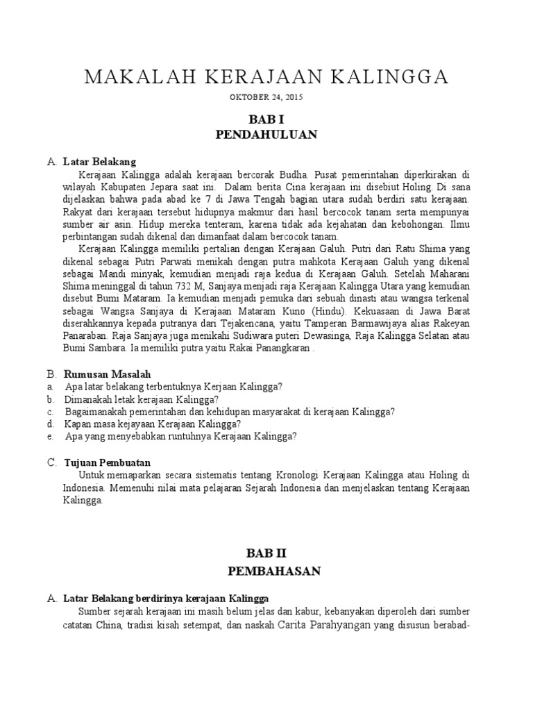 Makalah Kerajaan Kalingga | PDF