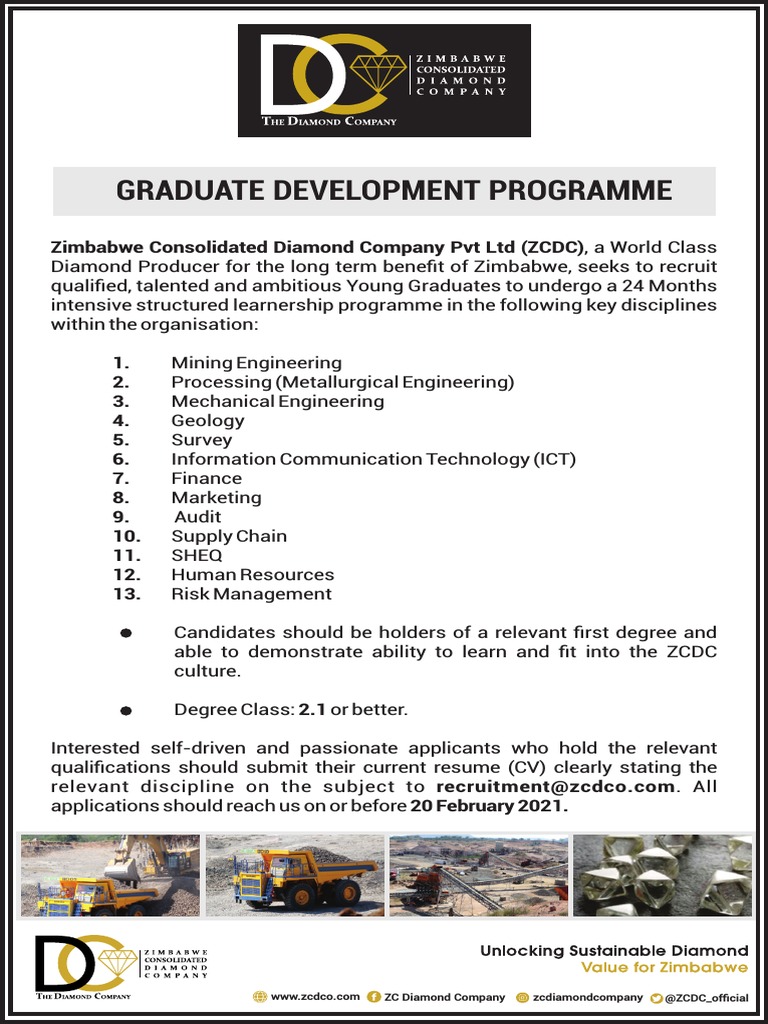 Graduate Development Programme: Zimbabwe Consolidated Diamond Company ...