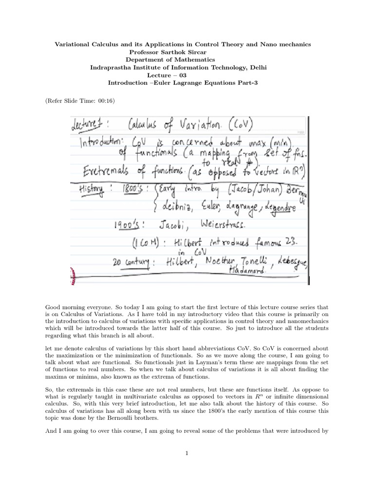 Euler Lagrange Equations Part-3 | PDF | Calculus Of Variations ...