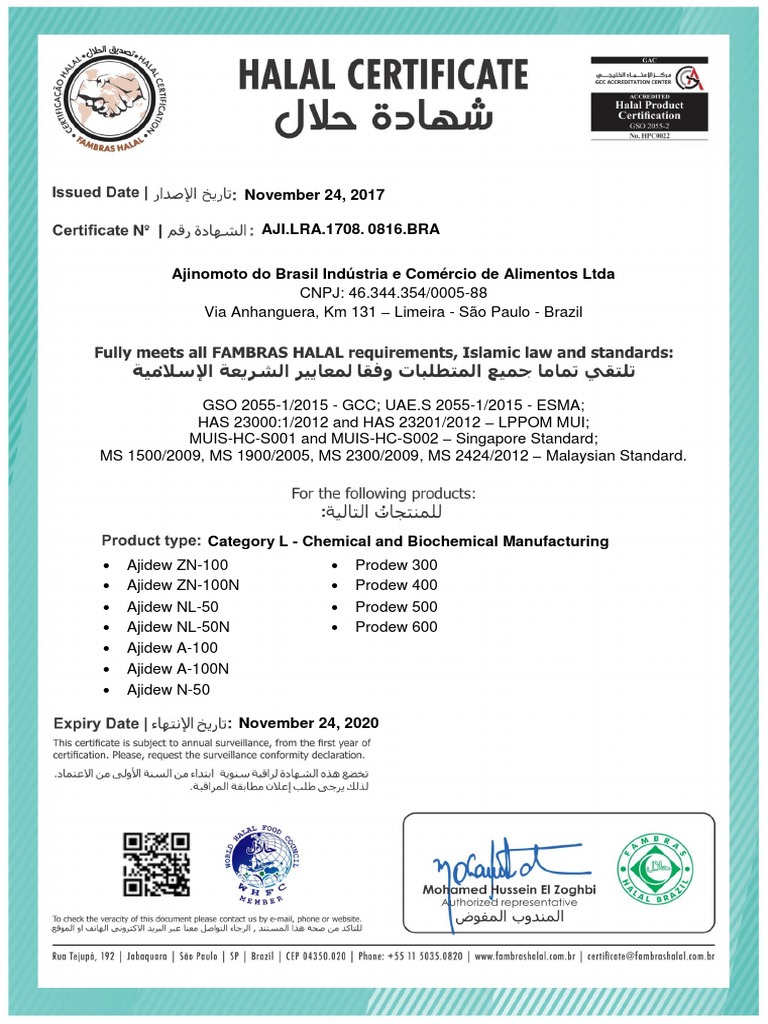 Halal+certificate+-+humectants (Abr) | PDF