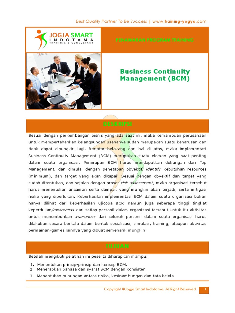 Business Continuity Management (BCM) | PDF | Karier & Perkembangan