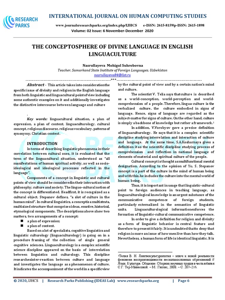 The Conceptosphere of Divine Language in English Linguaculture | PDF ...