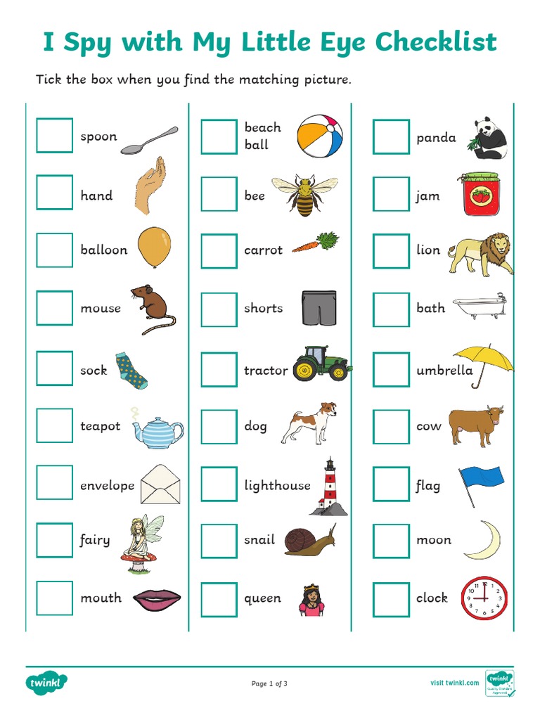 Checklist For I Spy | PDF
