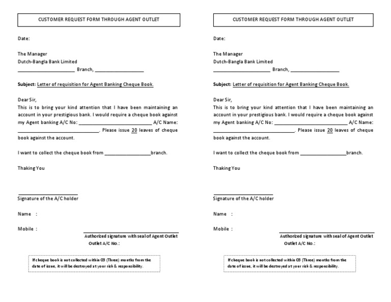 Cheque Requisition Form - Outlet-1 | PDF | Cheque | Banking