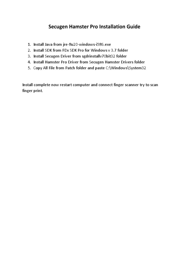 Secugen Hamster Pro Installation Guide | PDF