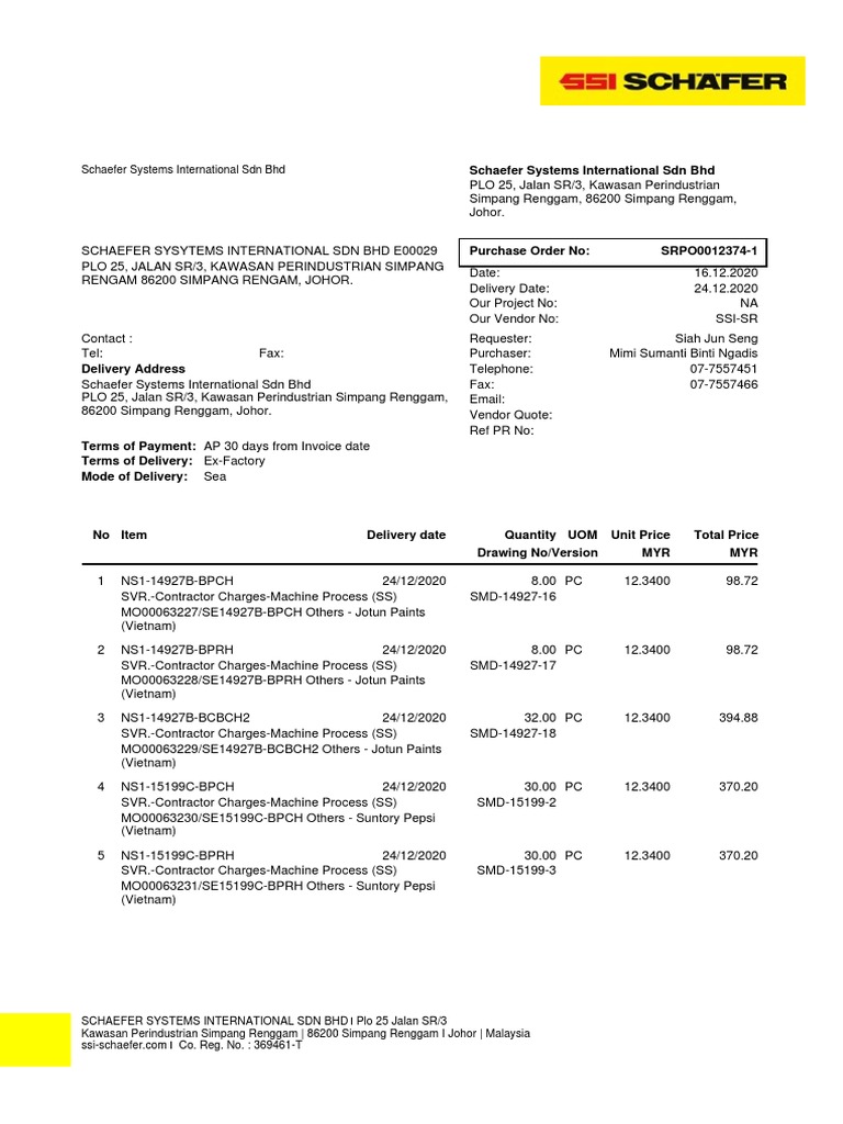 Schaefer Systems International SDN BHD | PDF | Market (Economics ...