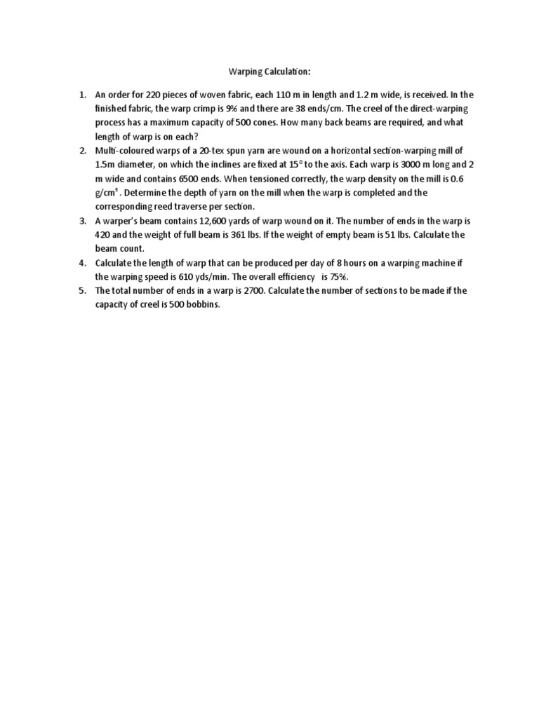 Warping Calculation | PDF