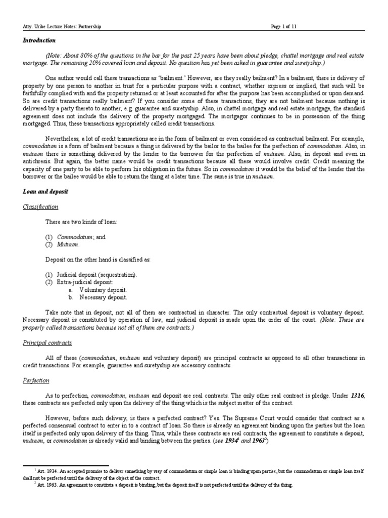 Lecture Notes - Credit Transaction | PDF | Guarantee | Surety