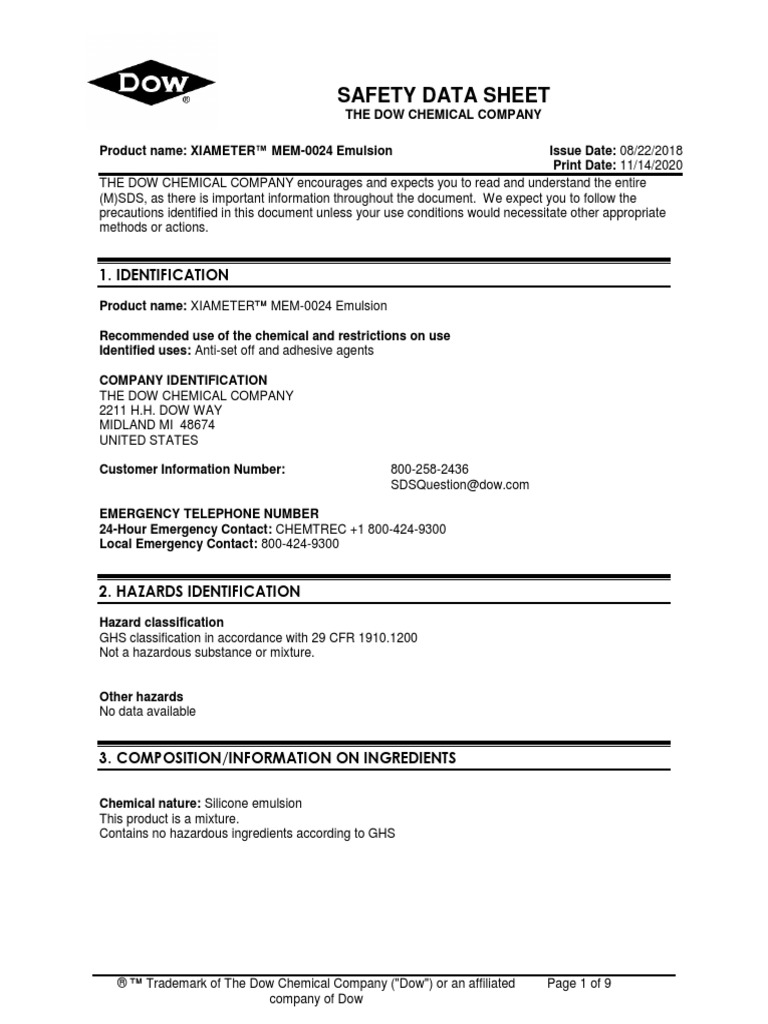 Safety Data Sheet: 1. Identification | PDF | Toxicity | Firefighting