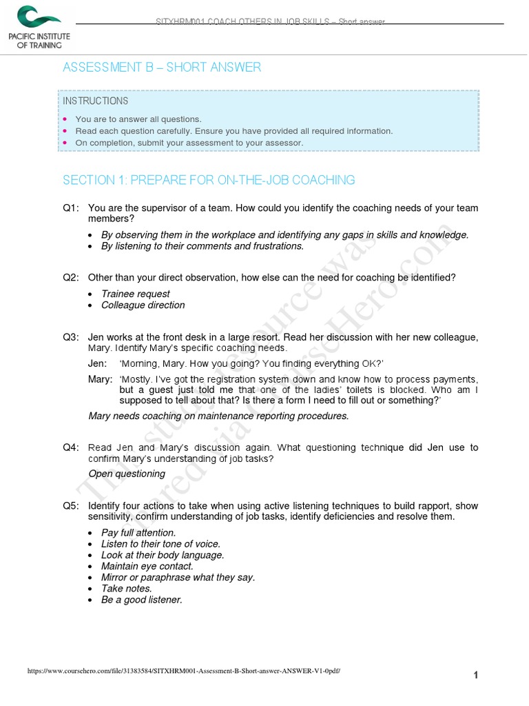 This Study Resource Was: Assessment B - Short Answer | PDF ...