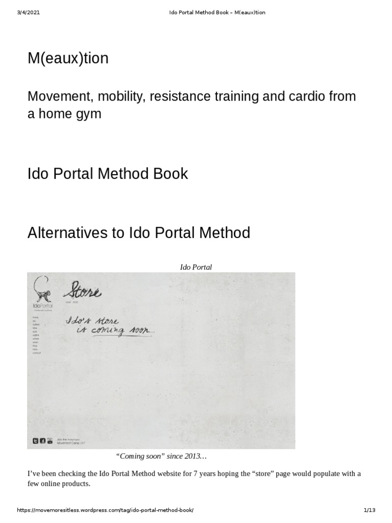 Ido Portal Method Book - M (Eaux) Tion | Download Free PDF | Strength ...