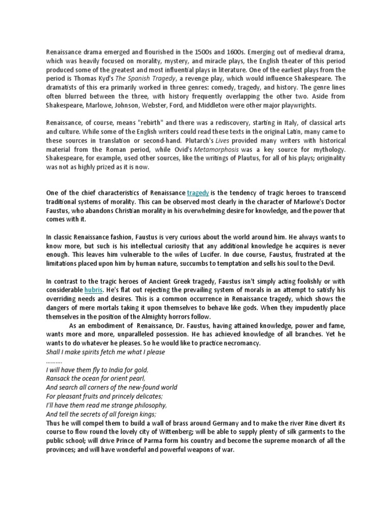 Renaissance Tragic Hero - Project CC1.1 | PDF | Tragedy | William ...