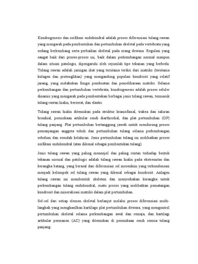 Kondrogenesis dan Osifikasi Tulang | PDF