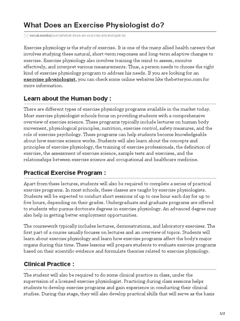 What Does An Exercise Physiologist Do | PDF What Does An Exercise Physiologist Do | PDF