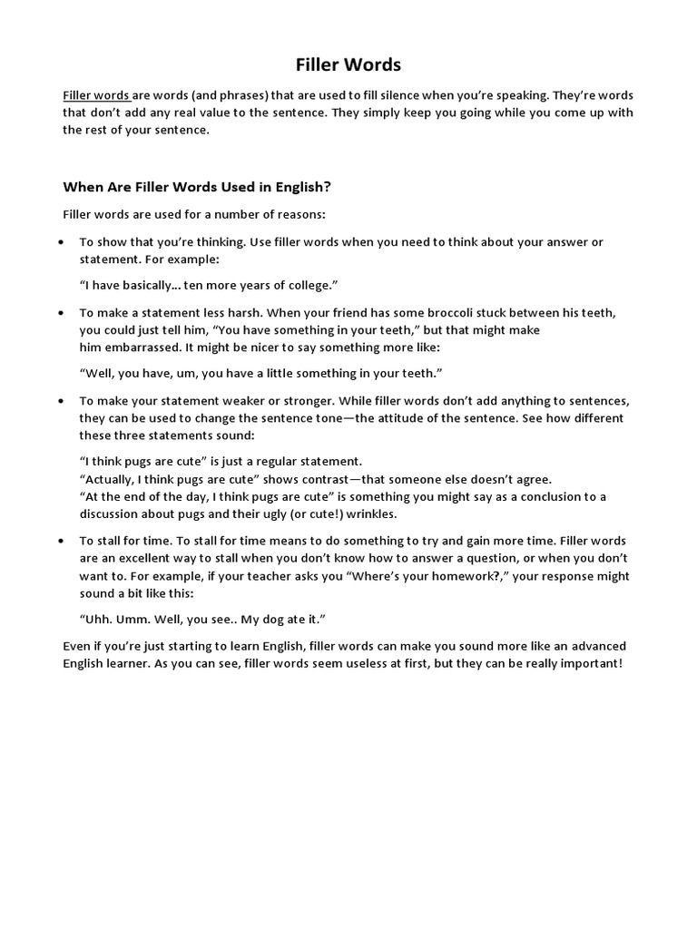 When Are Filler Words Used in English? | PDF | Linguistics | Communication