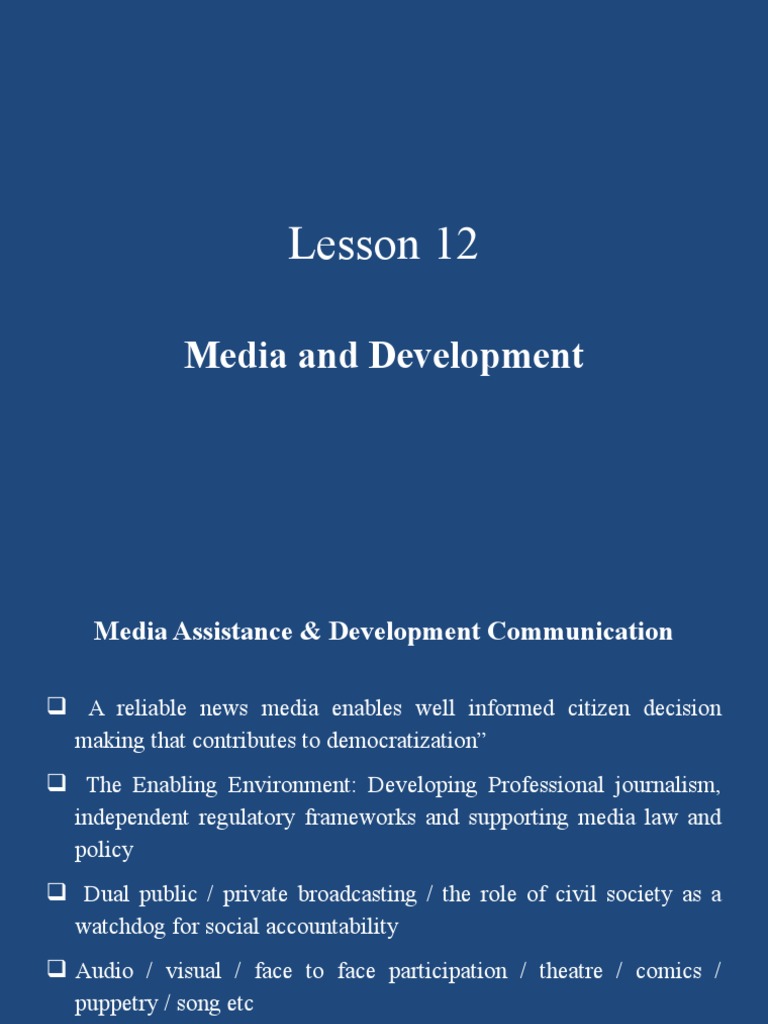 Lesson 12: Media and Development | PDF | Millennium Development Goals ...