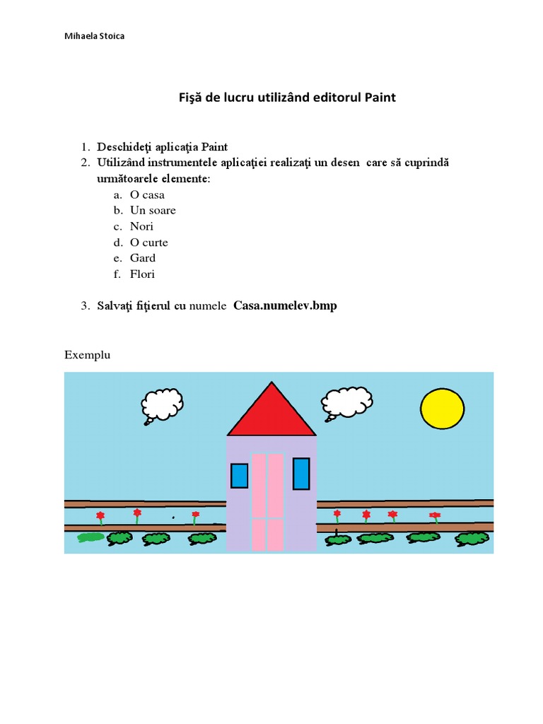 Fisa de Lucru in Paint Realizare Casa | PDF