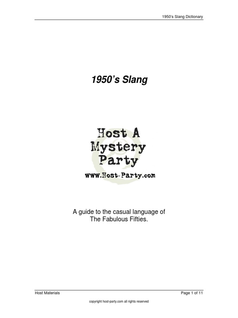 1950's Slang: A Guide To The Casual Language of The Fabulous Fifties | PDF